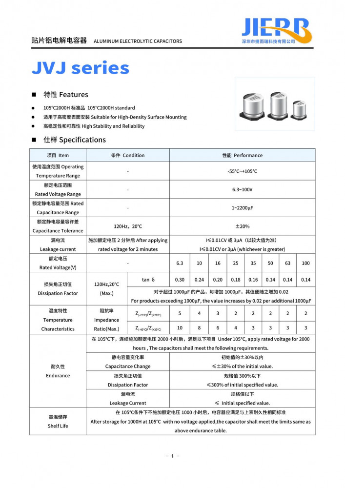 JIERR JVJ series datasheet page 1