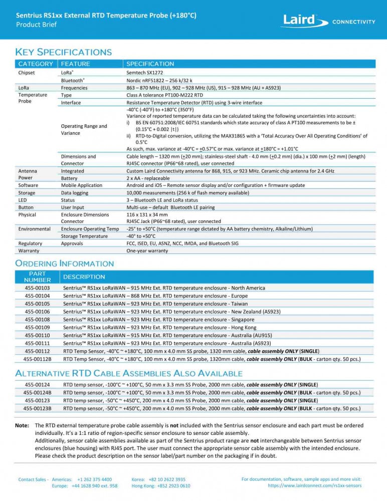Laird Sentrius RS1xx technical document page 2