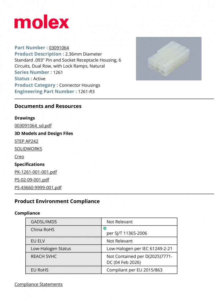Molex document page 1