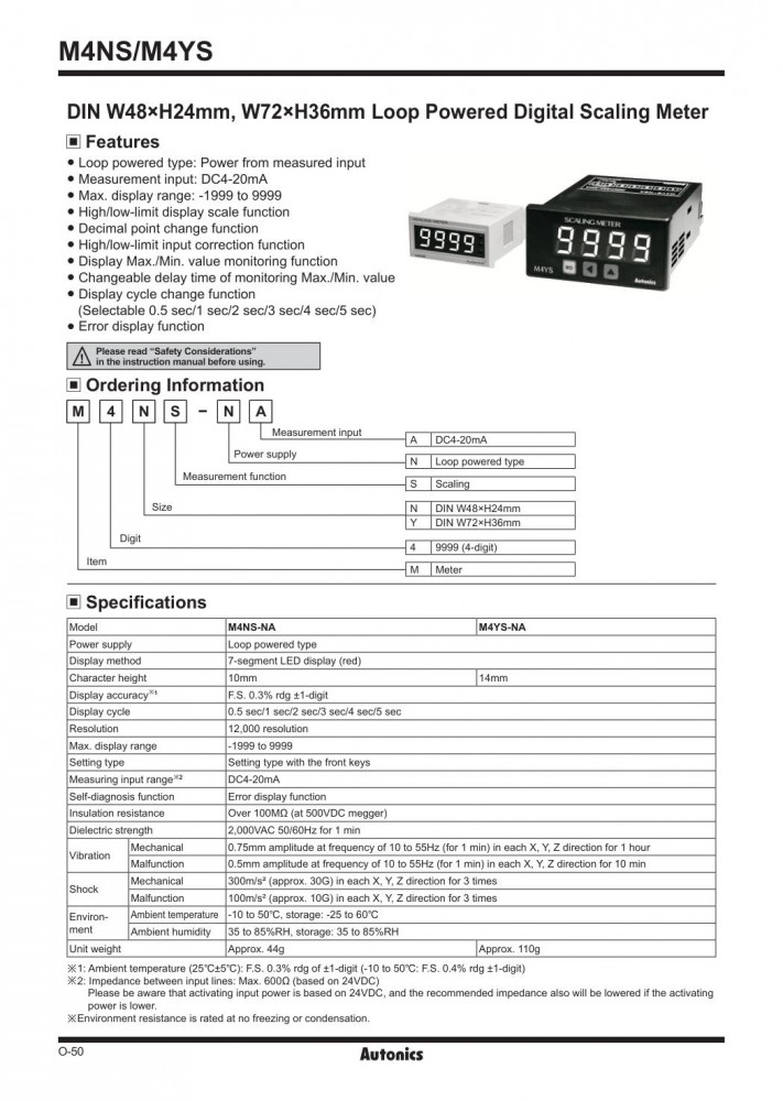 M4NS/M4YS Series document preview, page 1