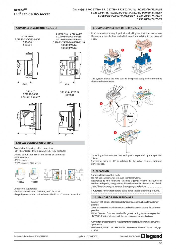 Legrand Arteor Cat. 6 RJ45 socket document page 3