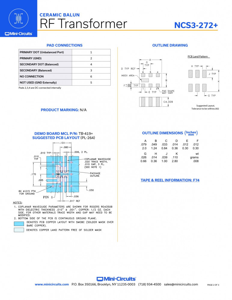 NCS3-272+ technical document page 2