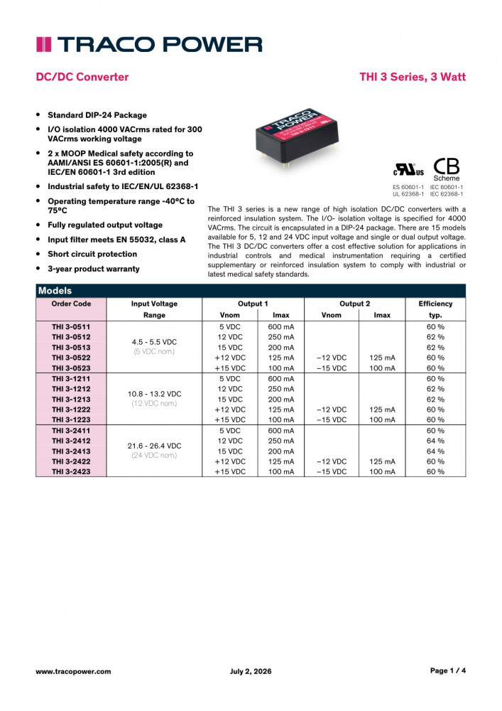 THI 3 series technical document, page 1