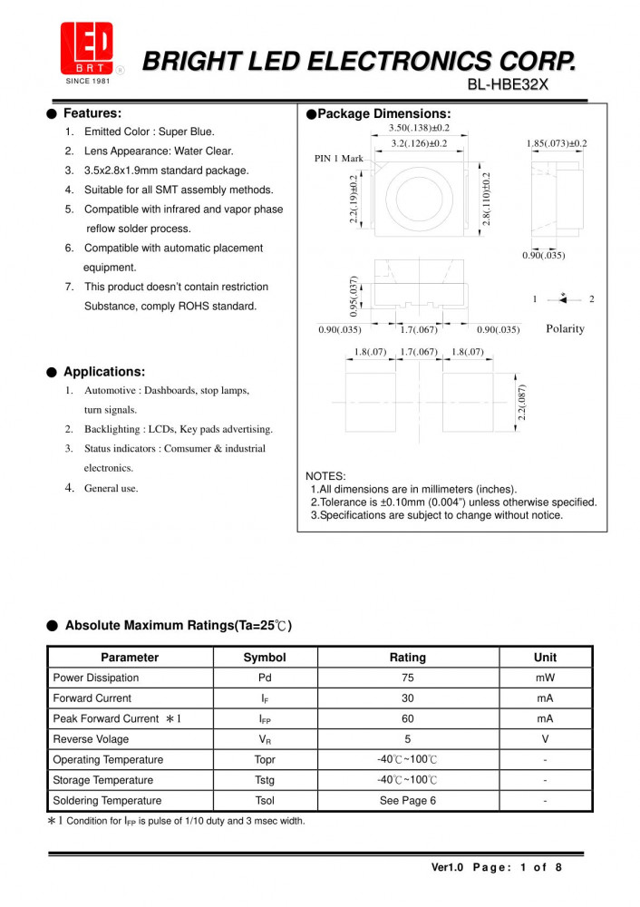 BL-HBE32X datasheet page 1