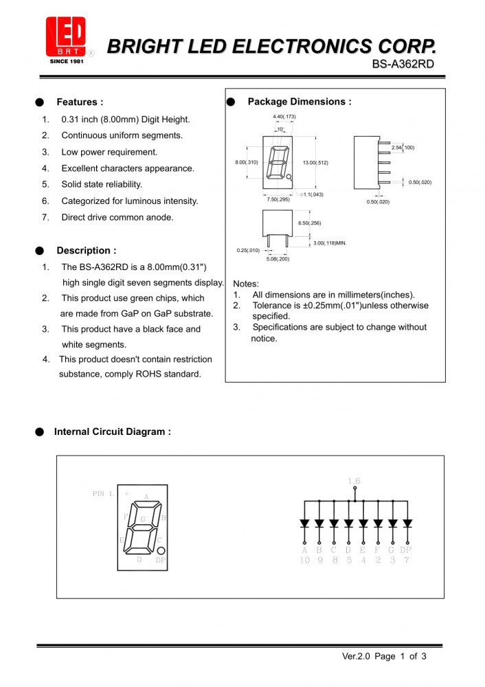 BS-A362RD datasheet page 1