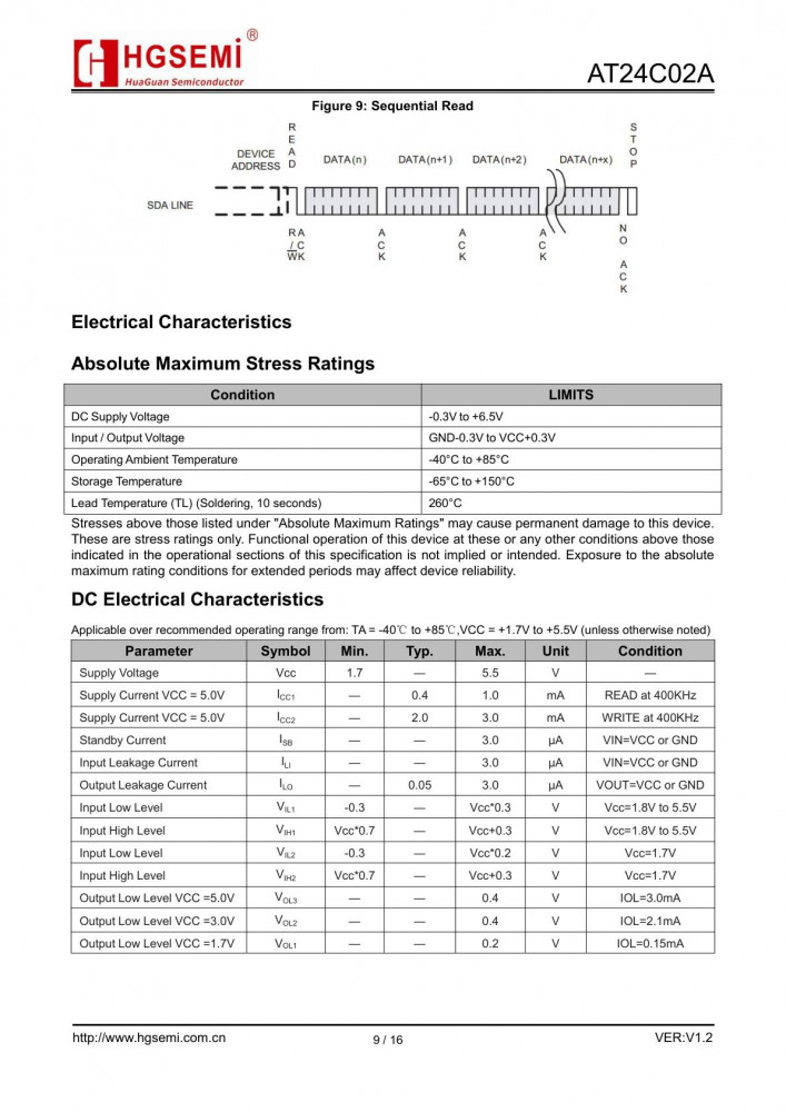 AT24C02A datasheet page 9