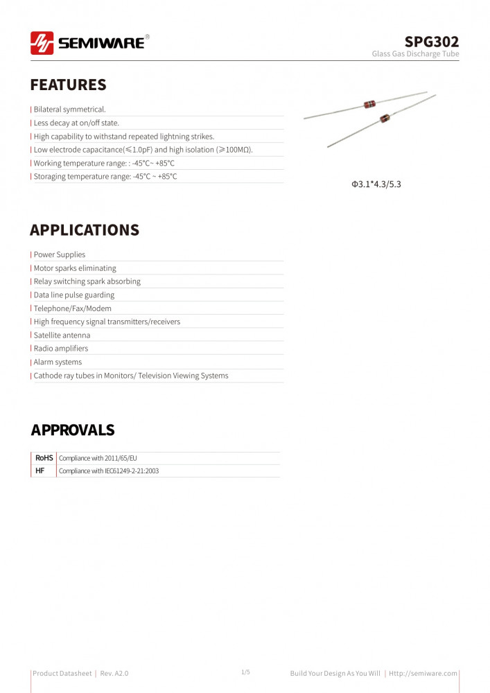 SEMIWARE SPG302 datasheet page 1