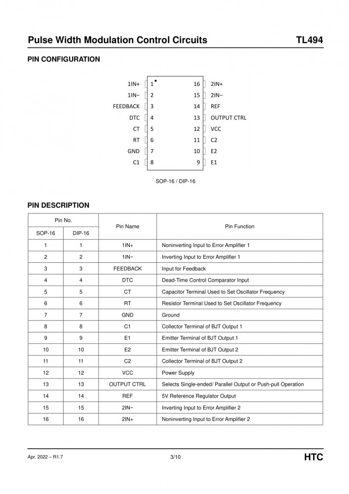 TL494GD datasheet page 3