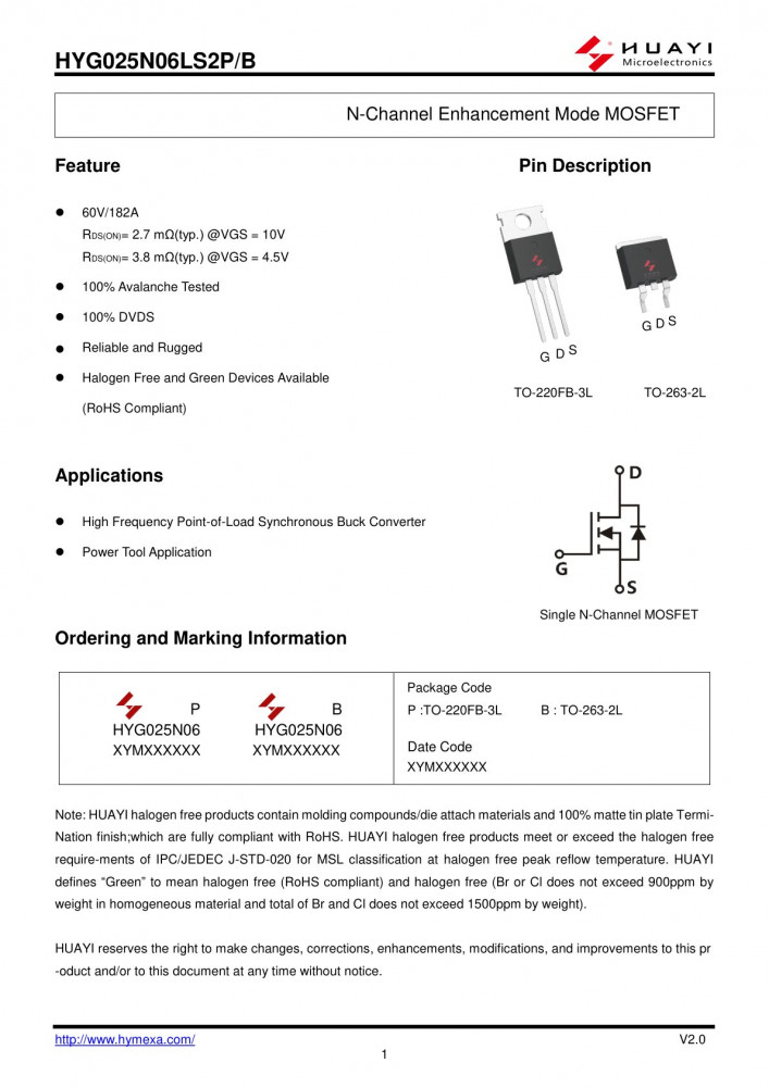 HYG025N06LS2P datasheet page 1