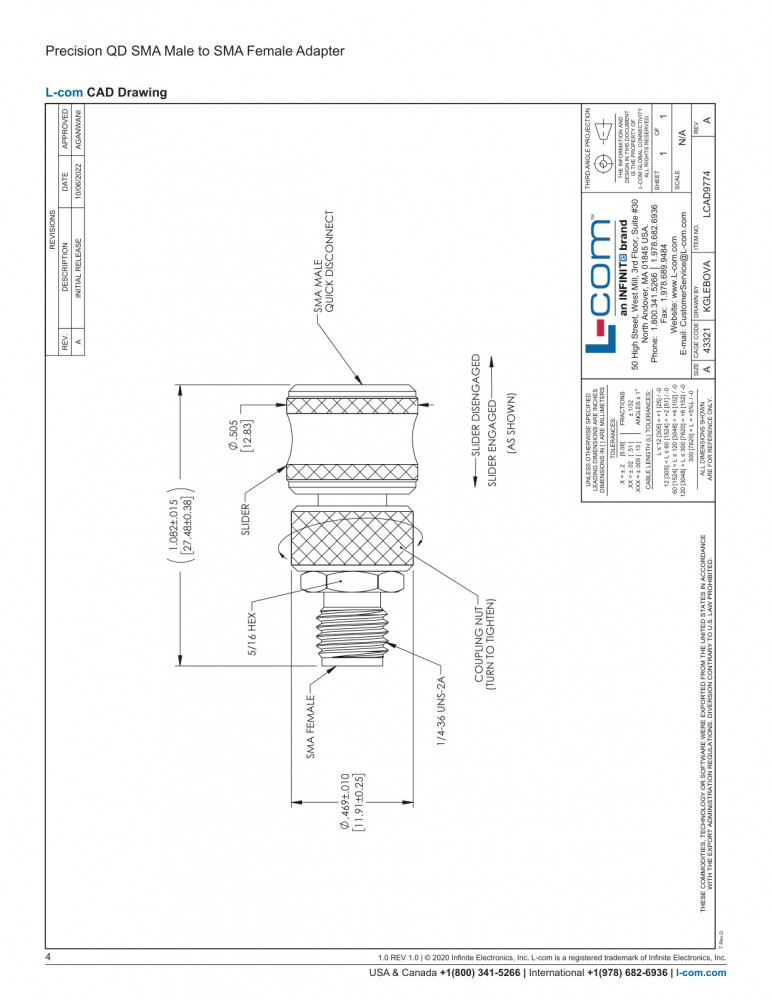 LCAD9774 datasheet page 4 and drawing