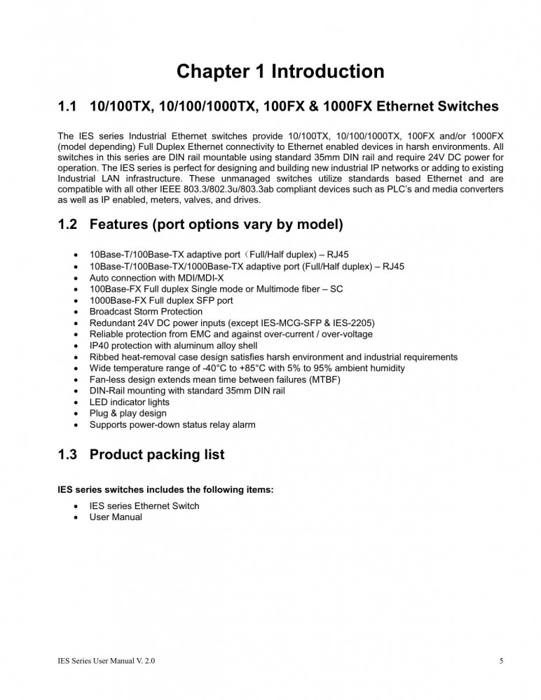 IES Series user guide page 5