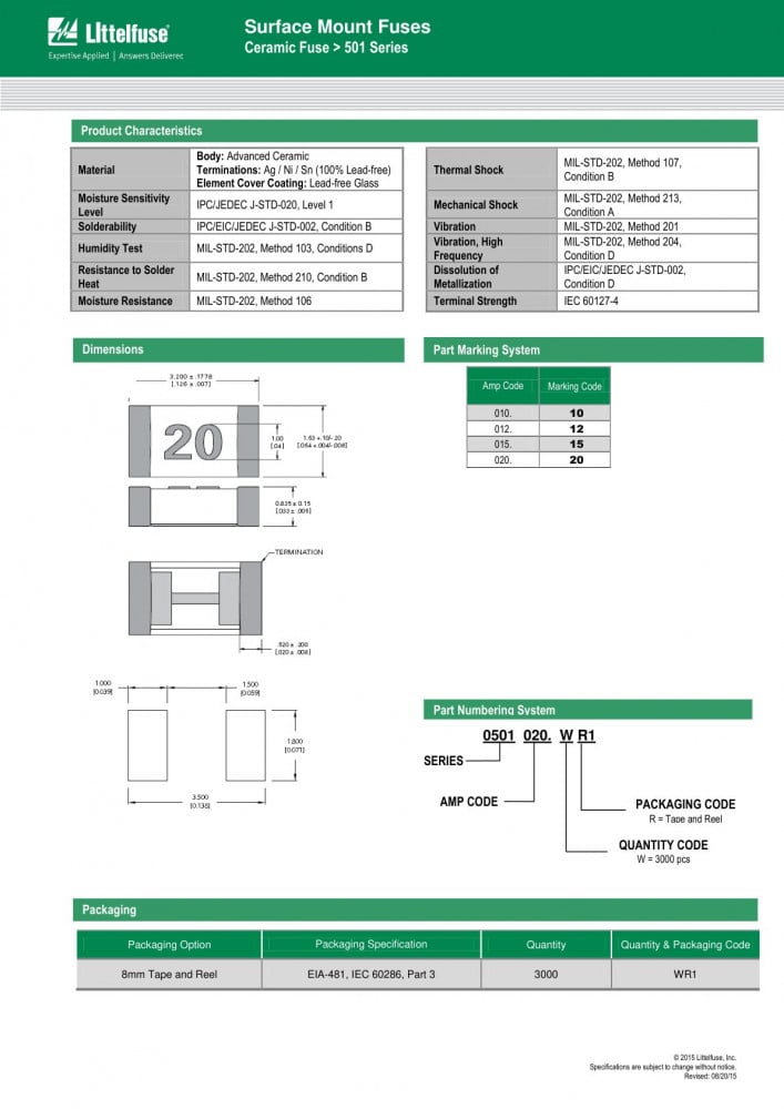 Littelfuse 0501010.WR1 datasheet page 3
