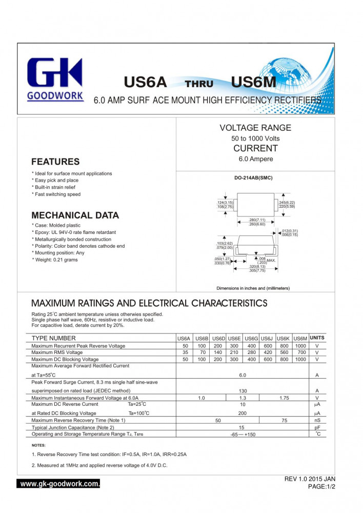 GOODWORK US6M datasheet page 1