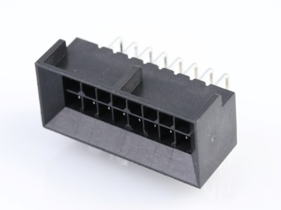 Micro-Fit BMI Header, Surface Mount Compatible, Dual Row, Right-Angle, with Snap-in Plastic Peg PCB Lock, 16 Circuits, 0.76µm Gold (Au) Plating
