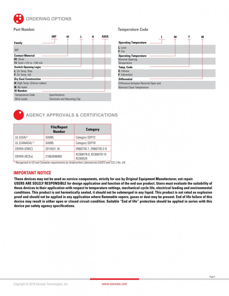 3NT thermostat product documentation page 4