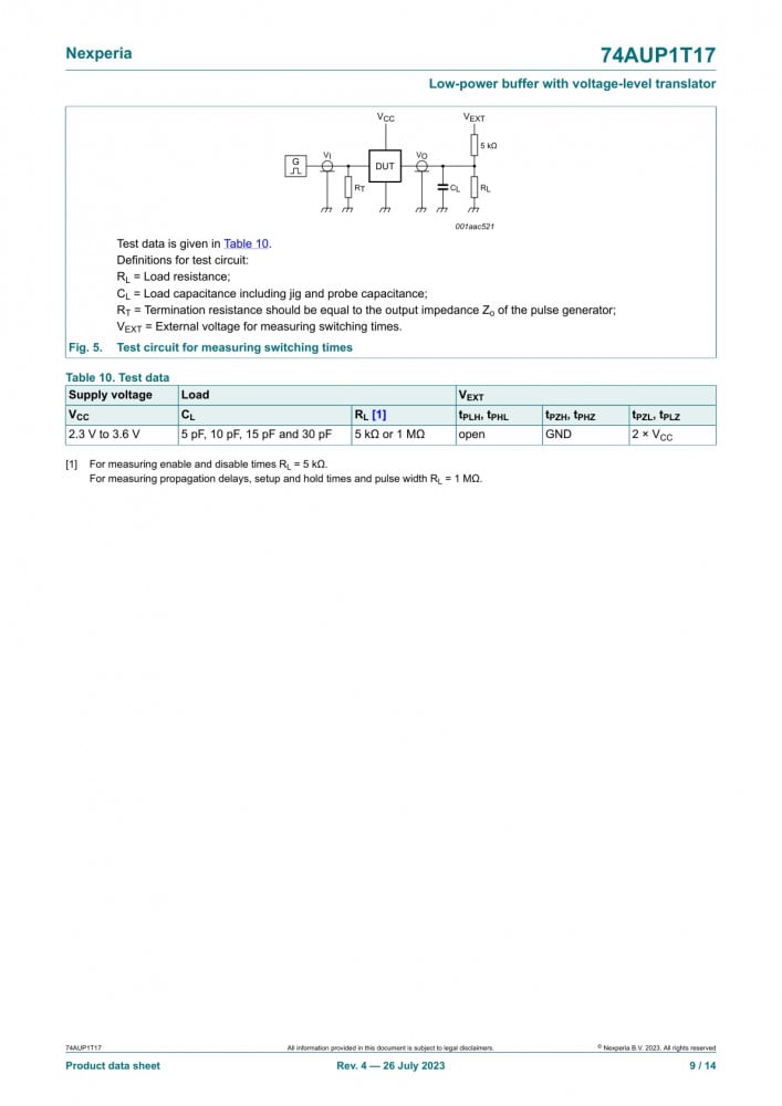 74AUP1T17GWH datasheet page 9
