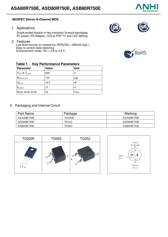 ASD80R750E datasheet page 1