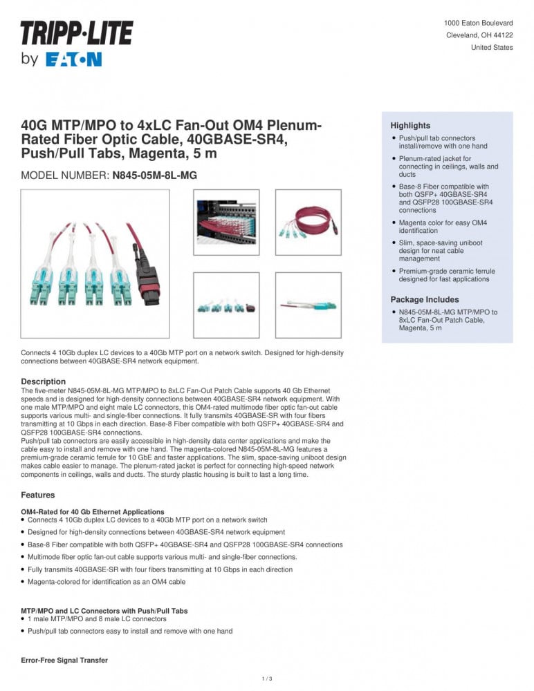 N845-05M-8L-MG technical document page 1