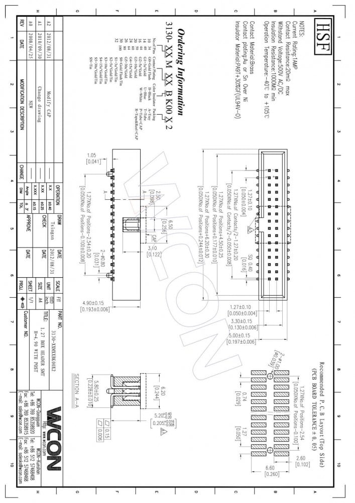Wcon 3130-40MG0BK00T2 technical document preview