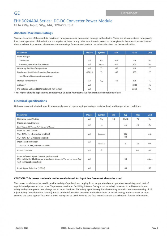 EHHD024A0A41Z datasheet page 2
