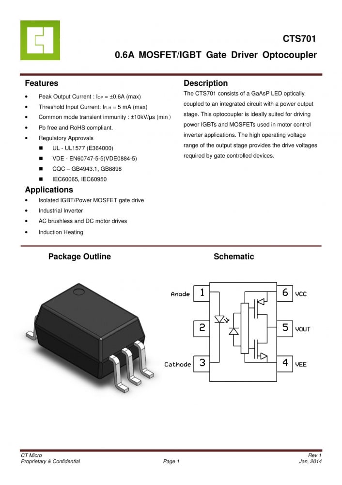CTS701(T1) datasheet page 1