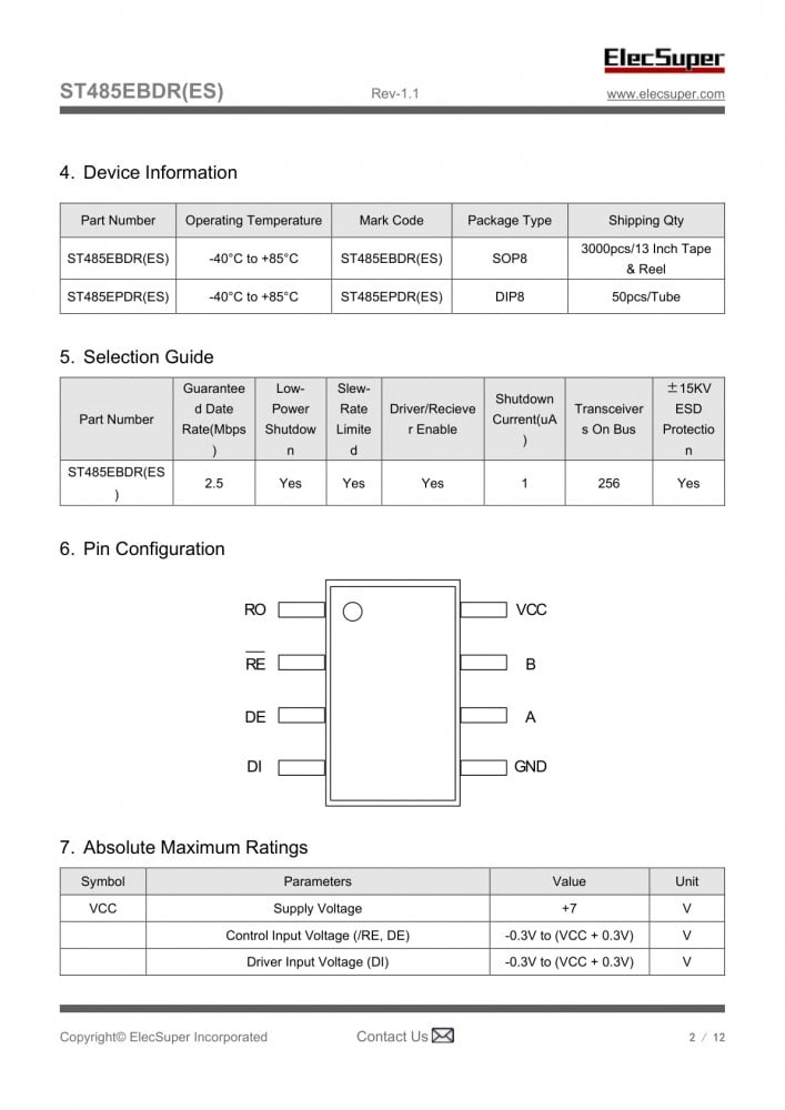 ST485EBDR(ES) datasheet page 2