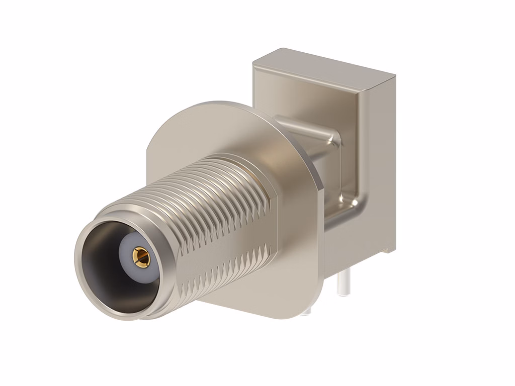 TNC Jack, Straight, PCB Receptacle, Through Hole, Brass Body, Nickel (Ni) Plated, IP68, 50 Ohms
