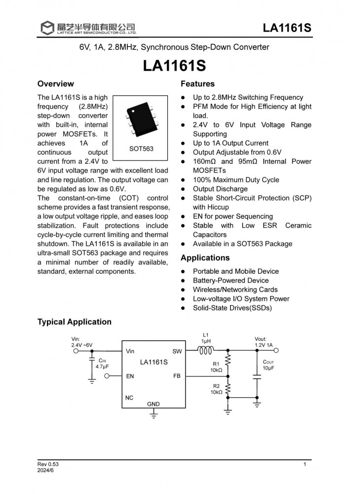 LA1161S technical document preview