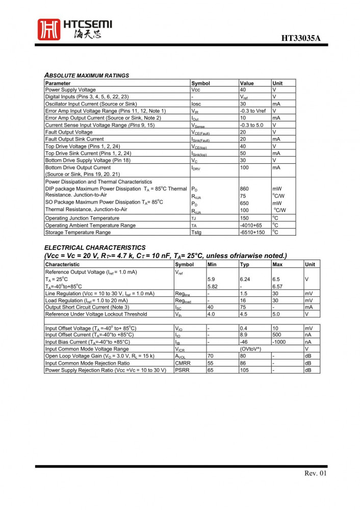 HT33035ARWZ datasheet page 2