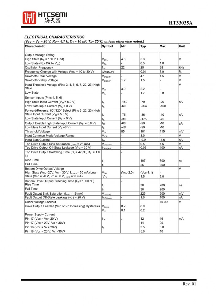 HT33035ARWZ datasheet page 3