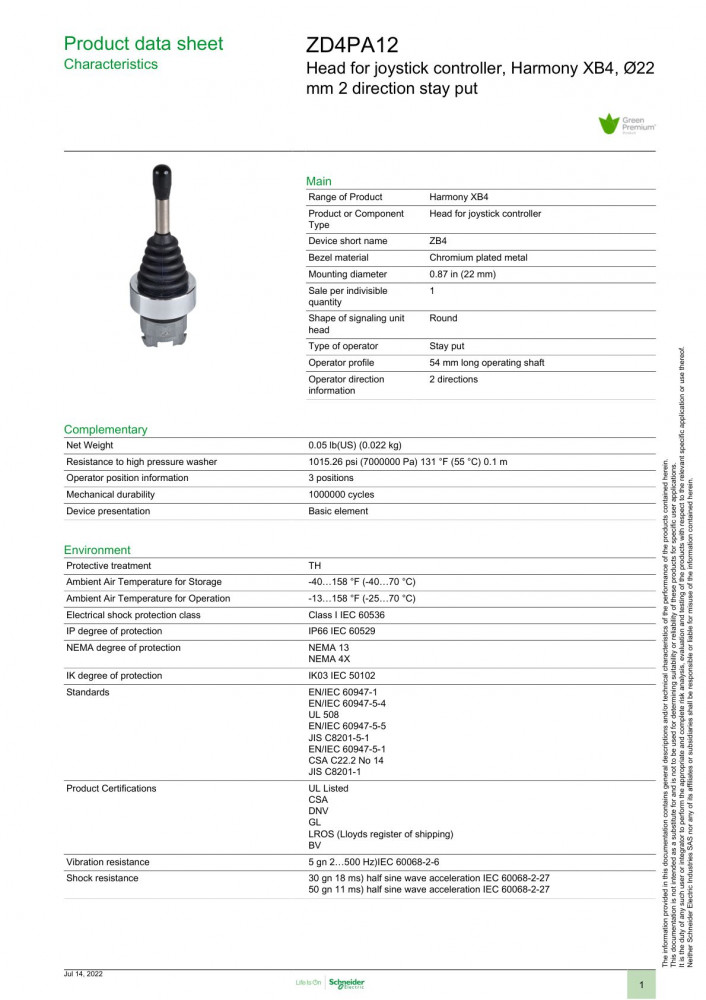 ZD4PA12 technical document page 1