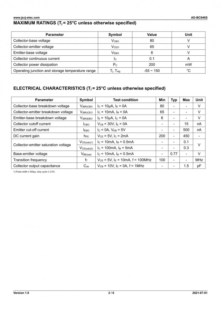 AD-BC846S datasheet page 2