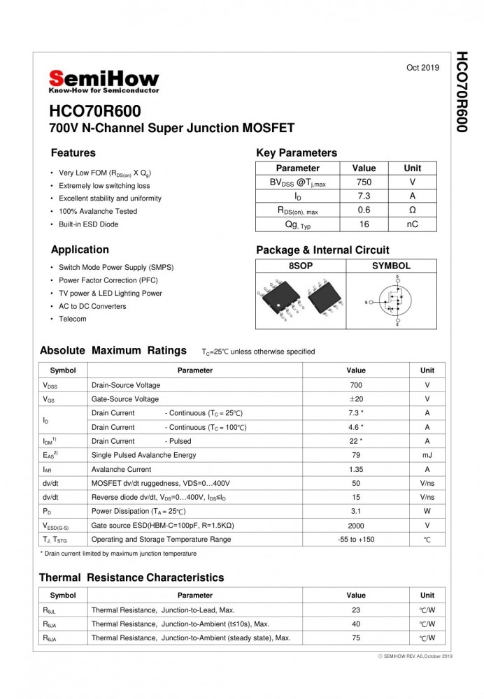HCO70R600 datasheet page 1