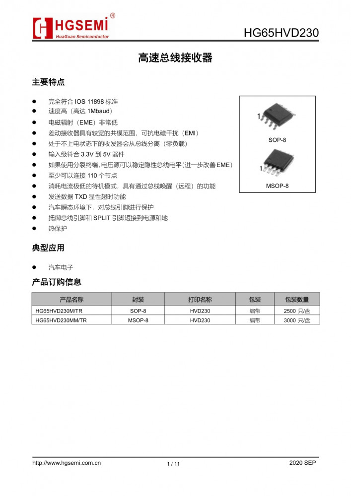 HG65HVD230 datasheet page 1