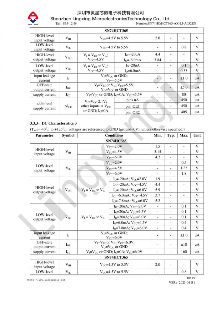 SN74HC365N datasheet page 10