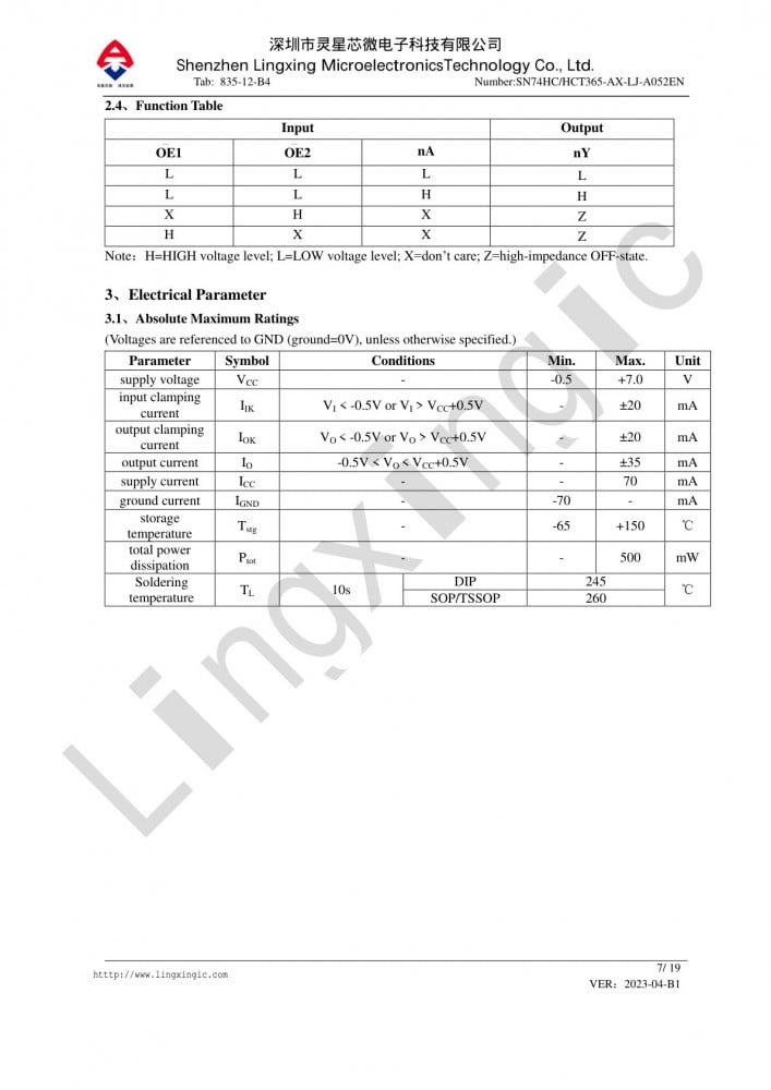 SN74HC365N datasheet page 7