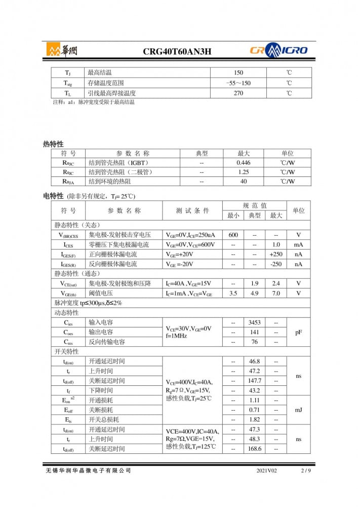 CRG40T60AN3H datasheet page 2