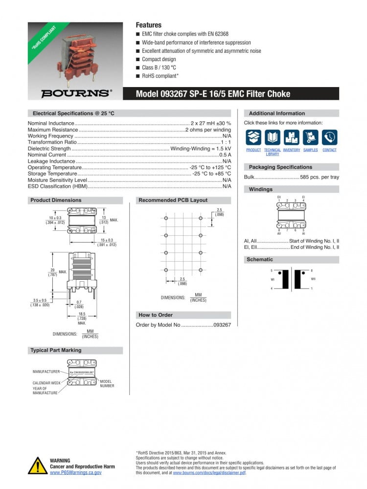 BOURNS 093267 datasheet page 1