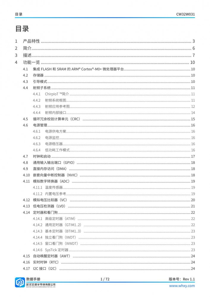 CW32W031 datasheet page 2
