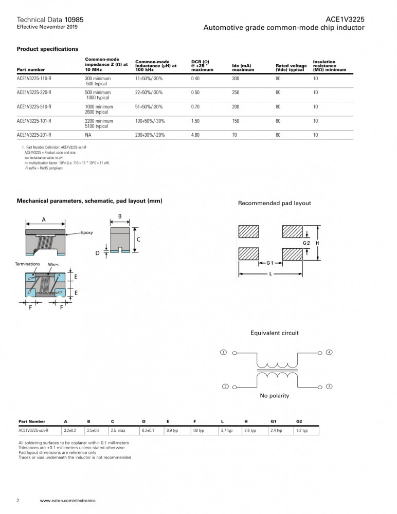 ACE1V3225-110-R datasheet page 2