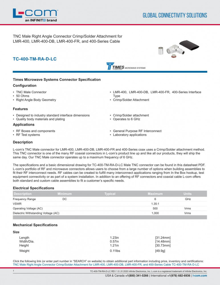 TC-400-TM-RA-D-LC datasheet page 1