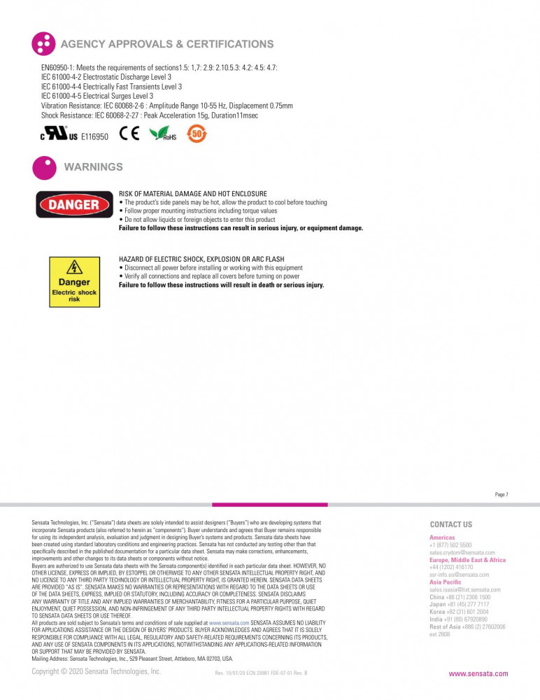 Sensata D1D100 datasheet page 7