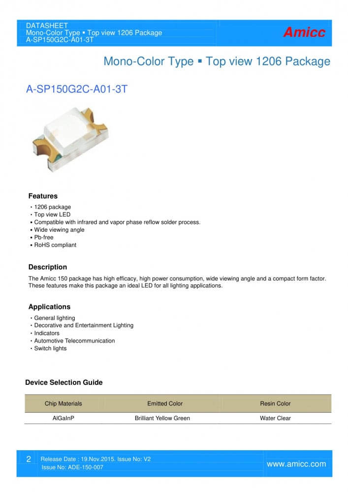 A-SP150G2C-A01-3T datasheet page 2