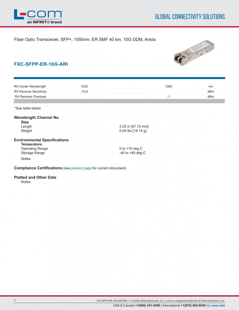 FXC-SFPP-ER-10G-ARI datasheet page 2
