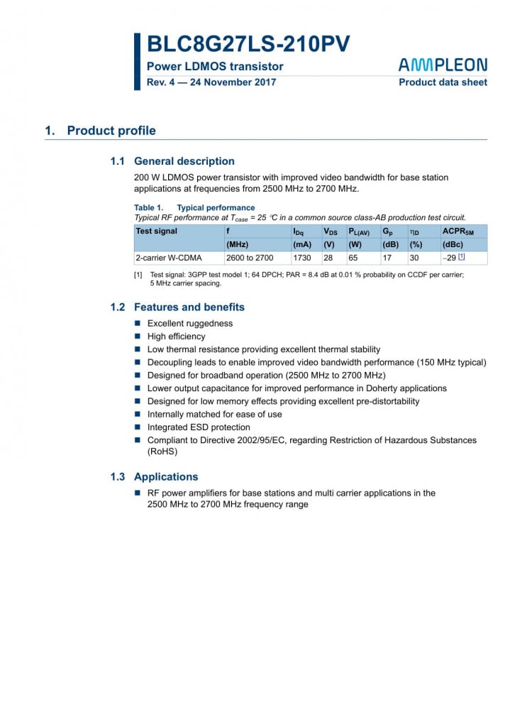 BLC8G27LS-210PVY datasheet page 1
