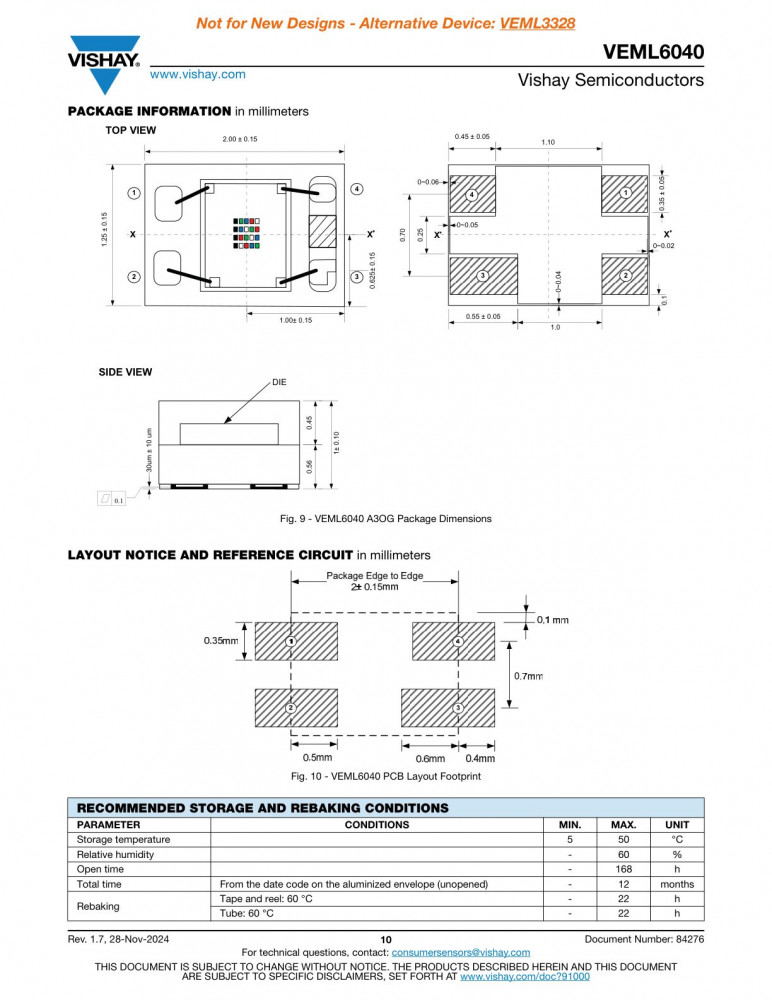 VEML6040A3OG technical document page 10