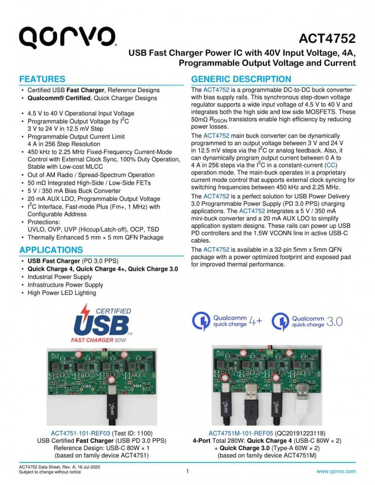 ACT4752QI101-T datasheet page 1
