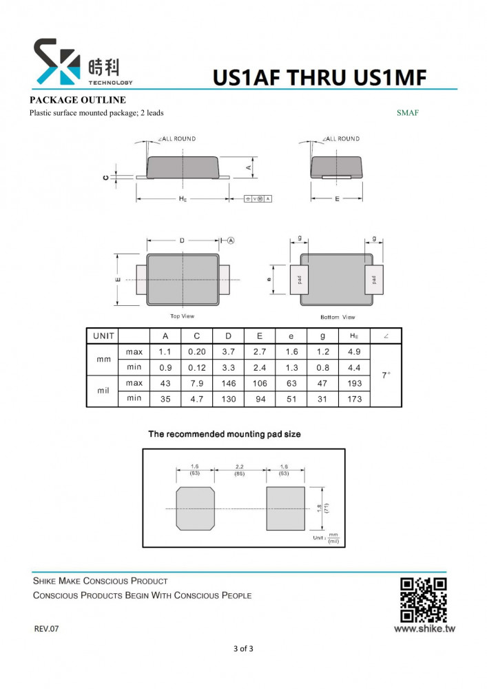 US1AF datasheet page 3