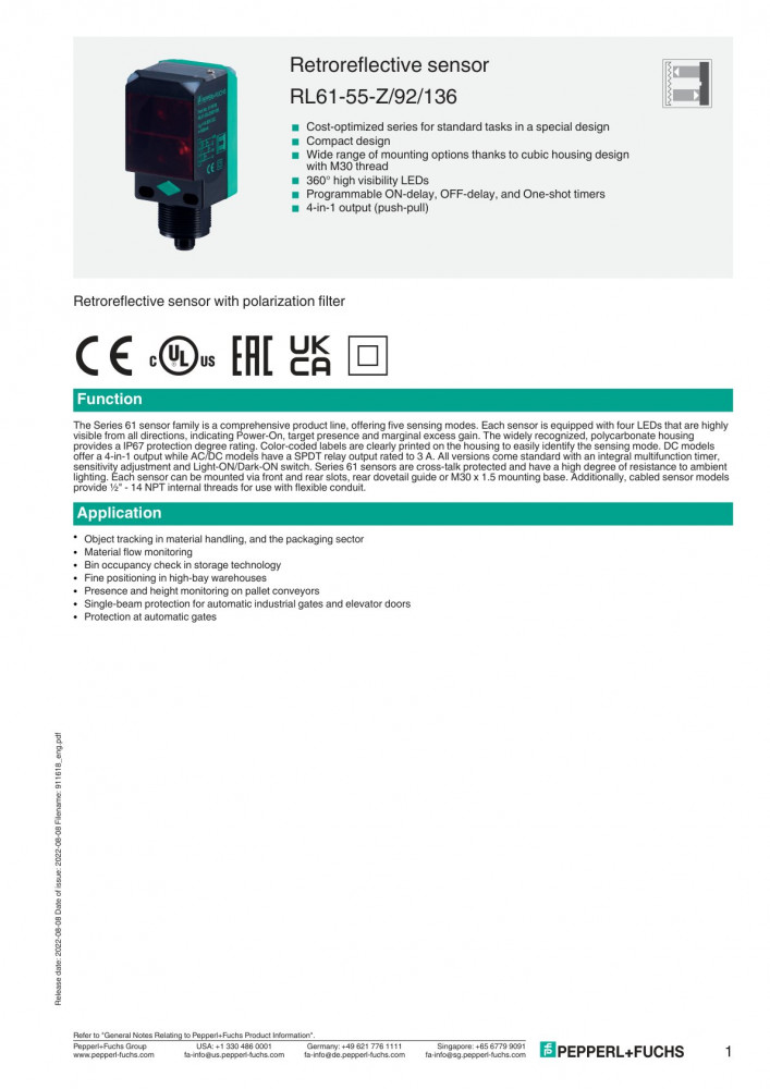RL61-55-Z/92/136 technical document, page 1