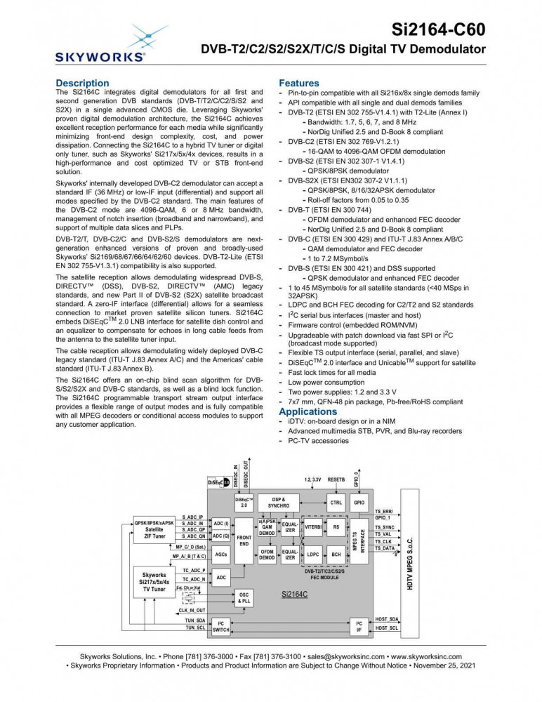 SI2164-C60-GM technical document page 1